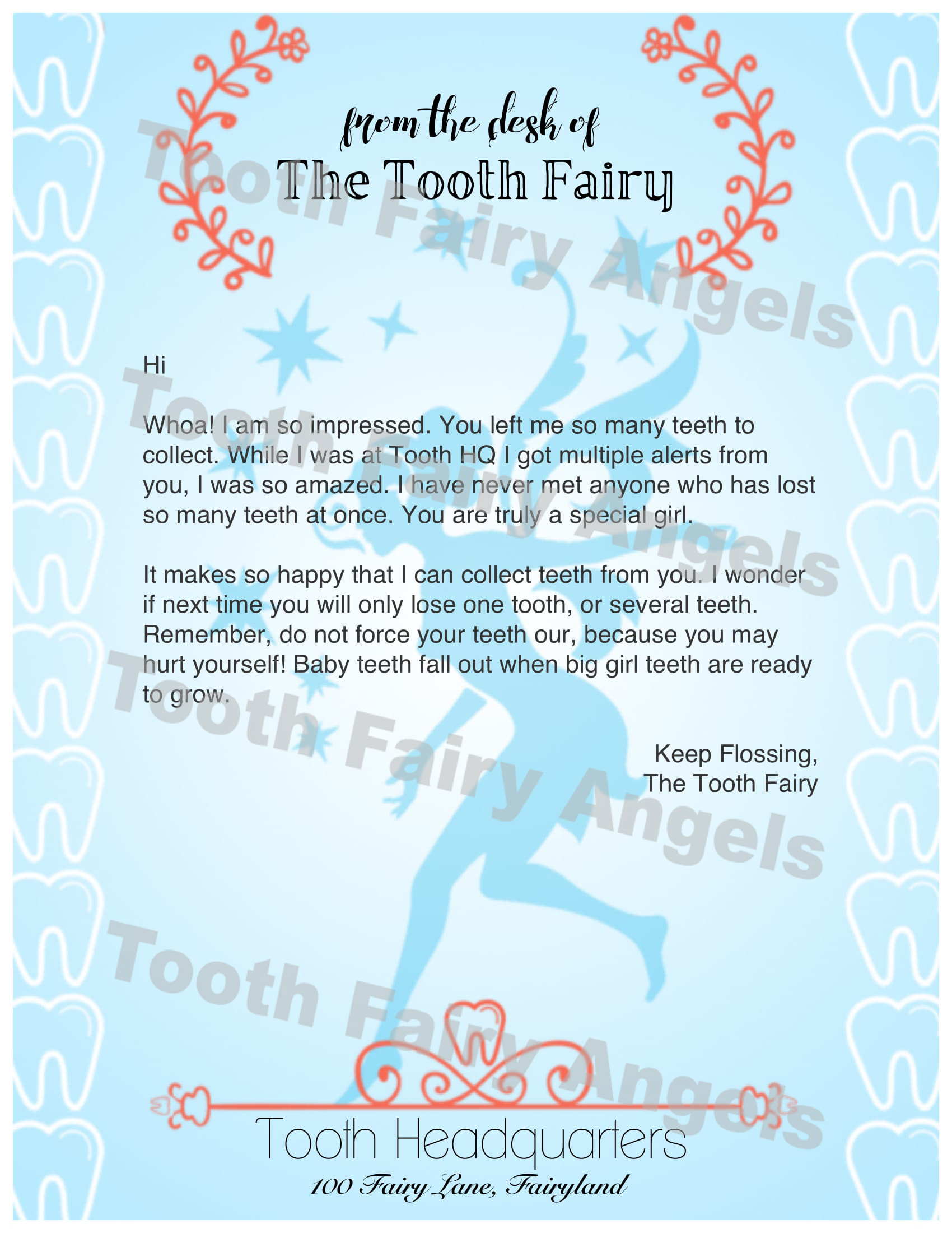Tooth Fairy Angels Letters | Tooth Fairy Angels